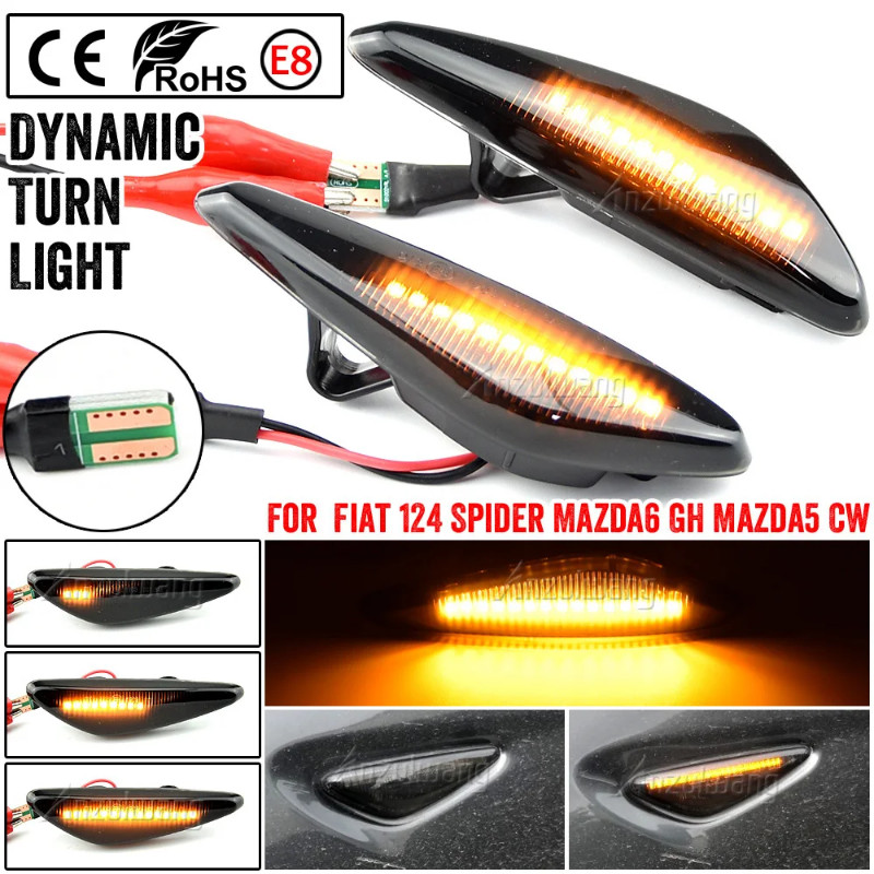 2Pcs LED Dynamic Car Turn Signal Lights For Mazda 5 CW 6 GH MX-5 ND RX ...