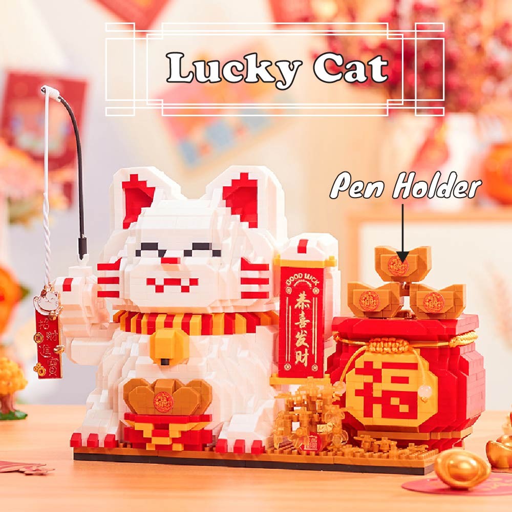 Cute Lucky Fortune Cat Fishing YP6913 Tide Brick Pen Holder CNY ...