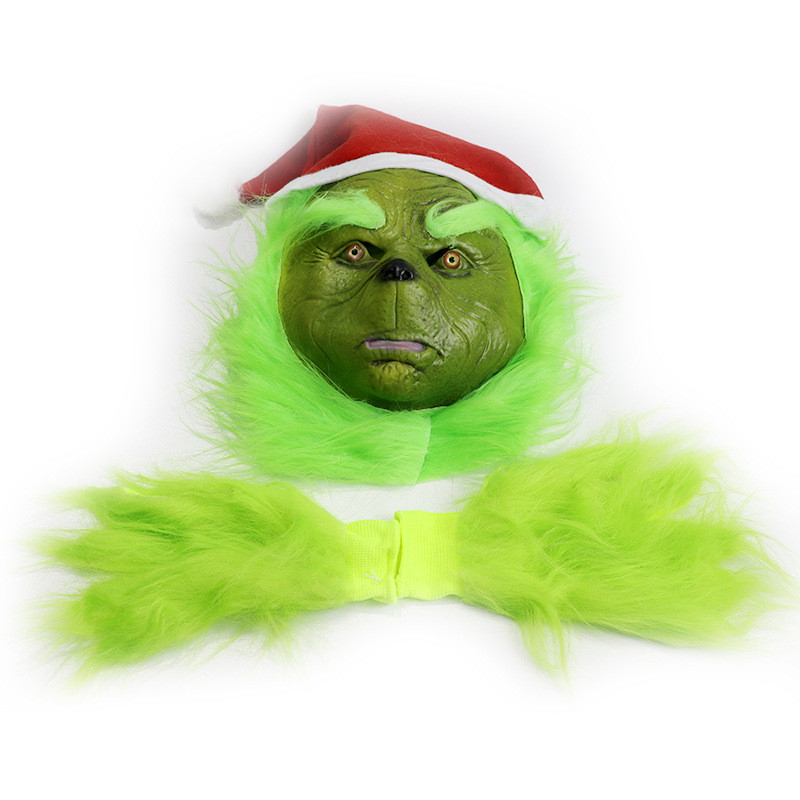Anime Green Attire Grinch Mask Cosplay Santa Cos Halloween Claus Mask ...