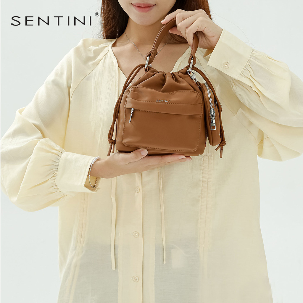 SENTINI Women's Tansy Drawstring Shoulder Bag - Black/Brown STB-102 ...