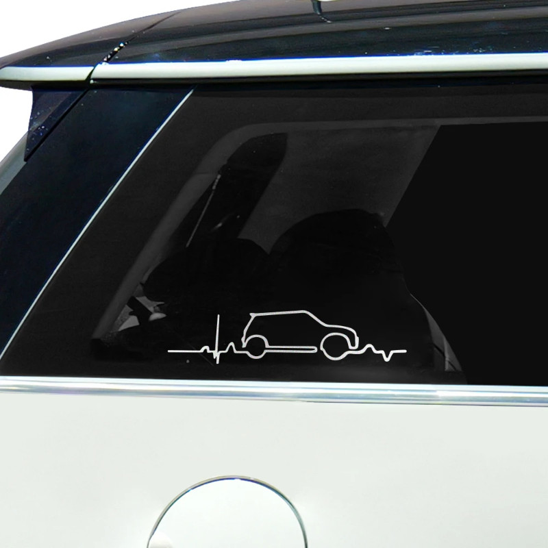 Car Outline ECG Heartbeat Strip Reflective Stickers For MINI Cooper S ...