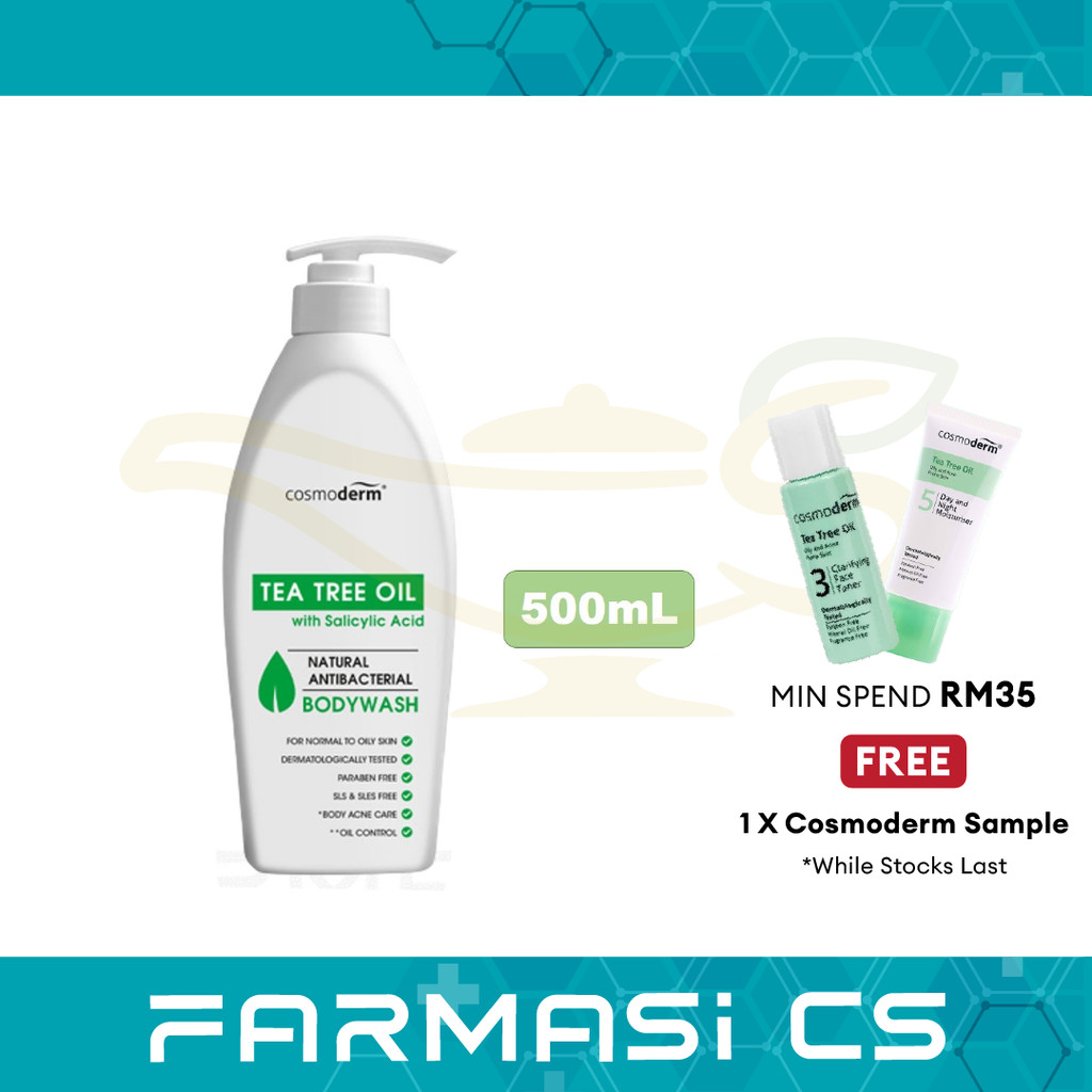 Cosmoderm Tea Tree Oil with Salicylic Acid Body Wash 500ml EXP:06/2027 ...