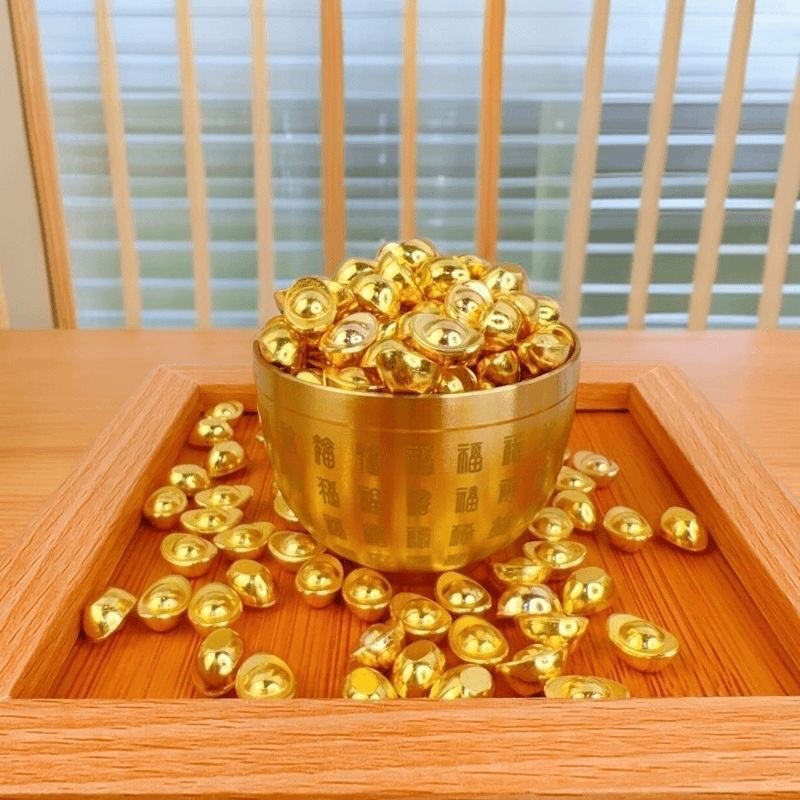 100 PCS Gold Ingot Imitates Gold Yuanbao Gathers Treasure Pots Filling ...