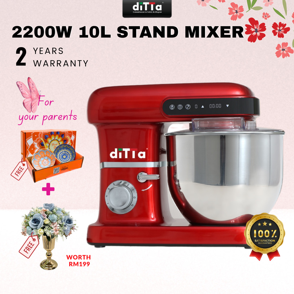 DITTA 2200W 10L 9Speed Commercial Stand Mixer Stainless Steel 304 Food ...
