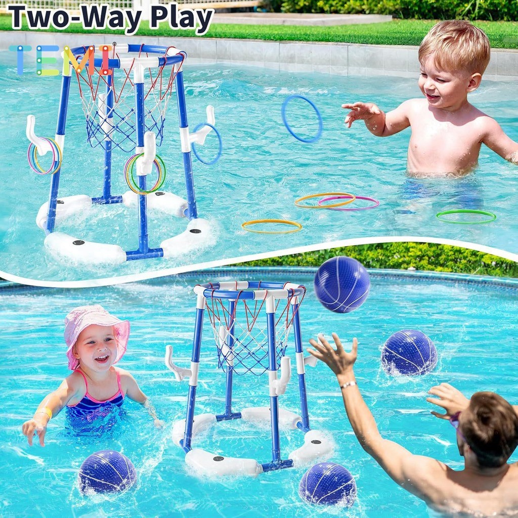 TEMI Pool Basketball Hoop Water Floating Objects Throwing Ring ...