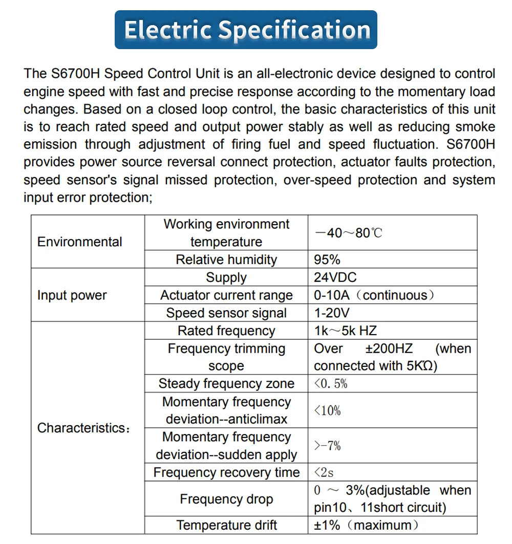 S6700H Diesel Generator Speed Controller Governor Actuator Control ...