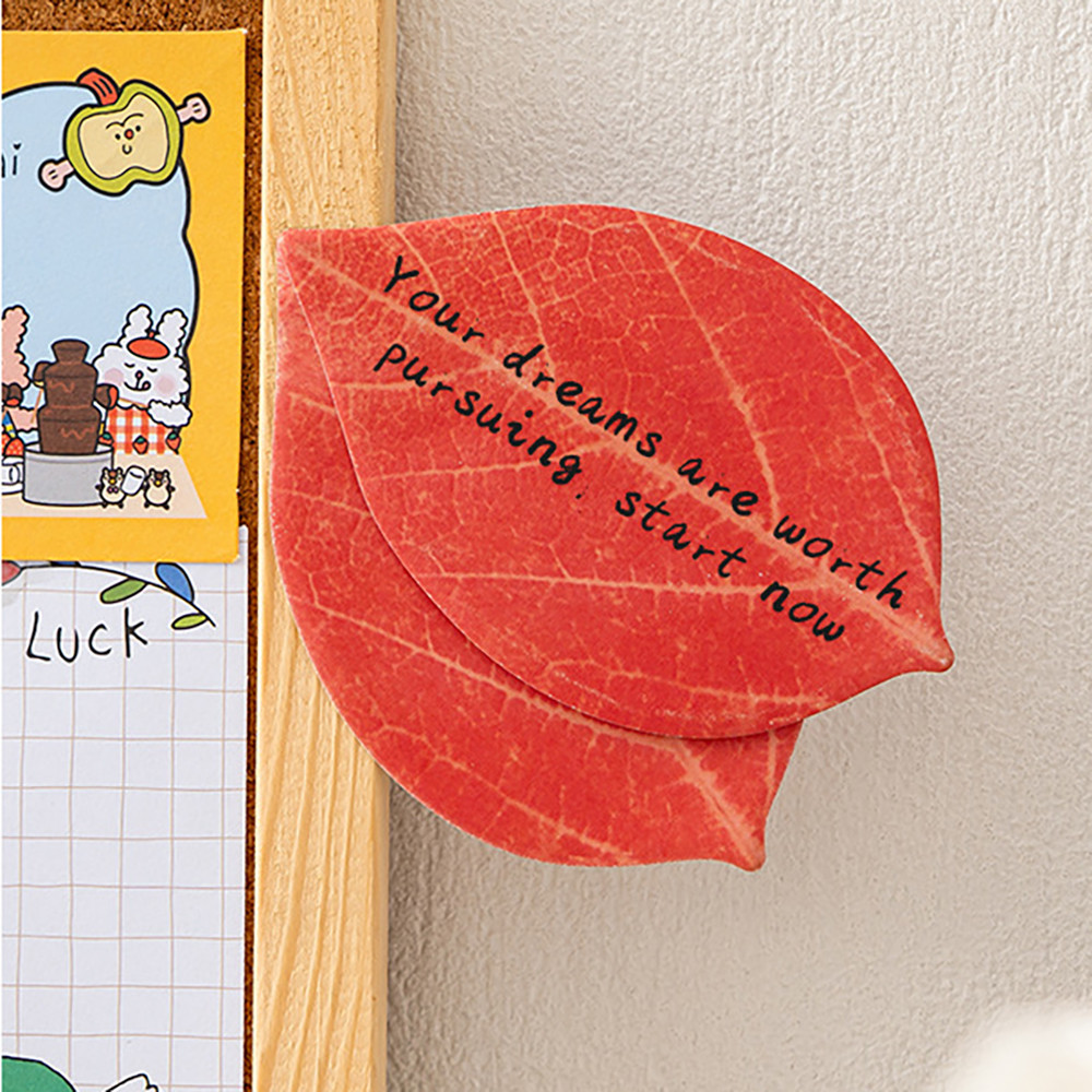 25 Sheets Creative Leaf Sticky Notes Self-adhesive Schedule Memo ...