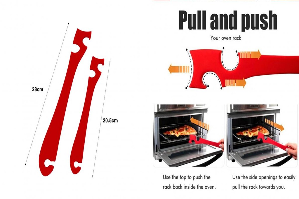 Heat-resistant Oven Tool Oven Push Stick Long Handle Silicone Oven Rack ...