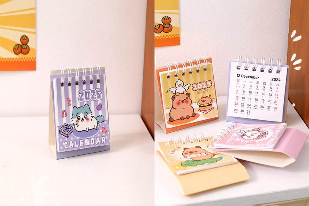 Desk Calendar with Cute Cartoon Patterns Unique Design Desktop Calendar ...