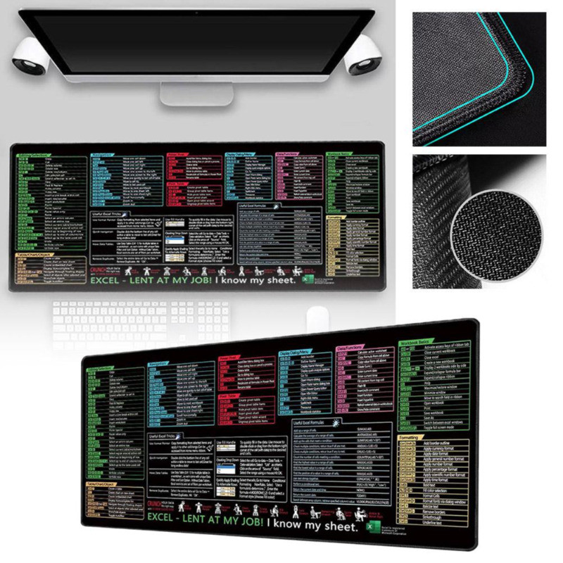 Excel Shortcut Keys Mouse Pad - Extended Large Xxl Cheat Sheet Gaming ...