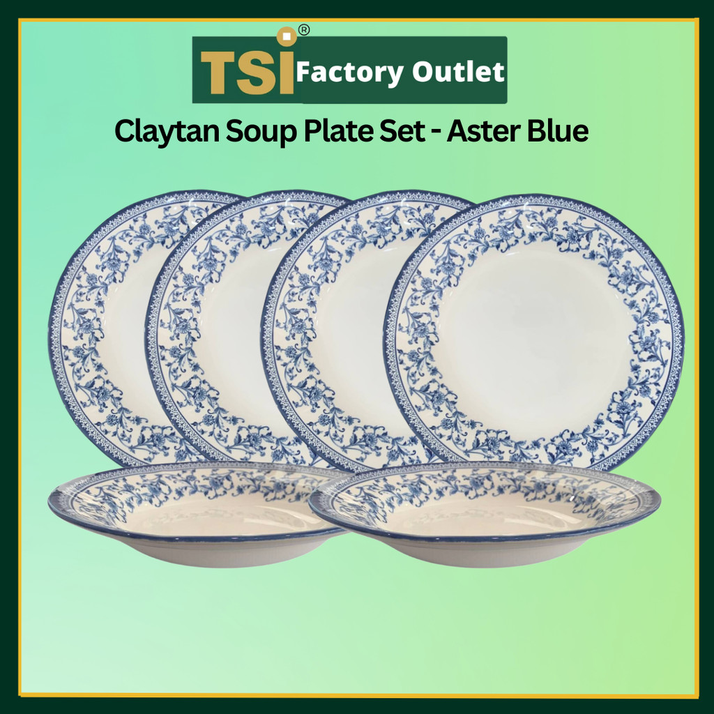 CLAYTAN BASIC SOUP PLATE SET RM65 - ASTER BLUE Ceramic Plate Pinggan ...