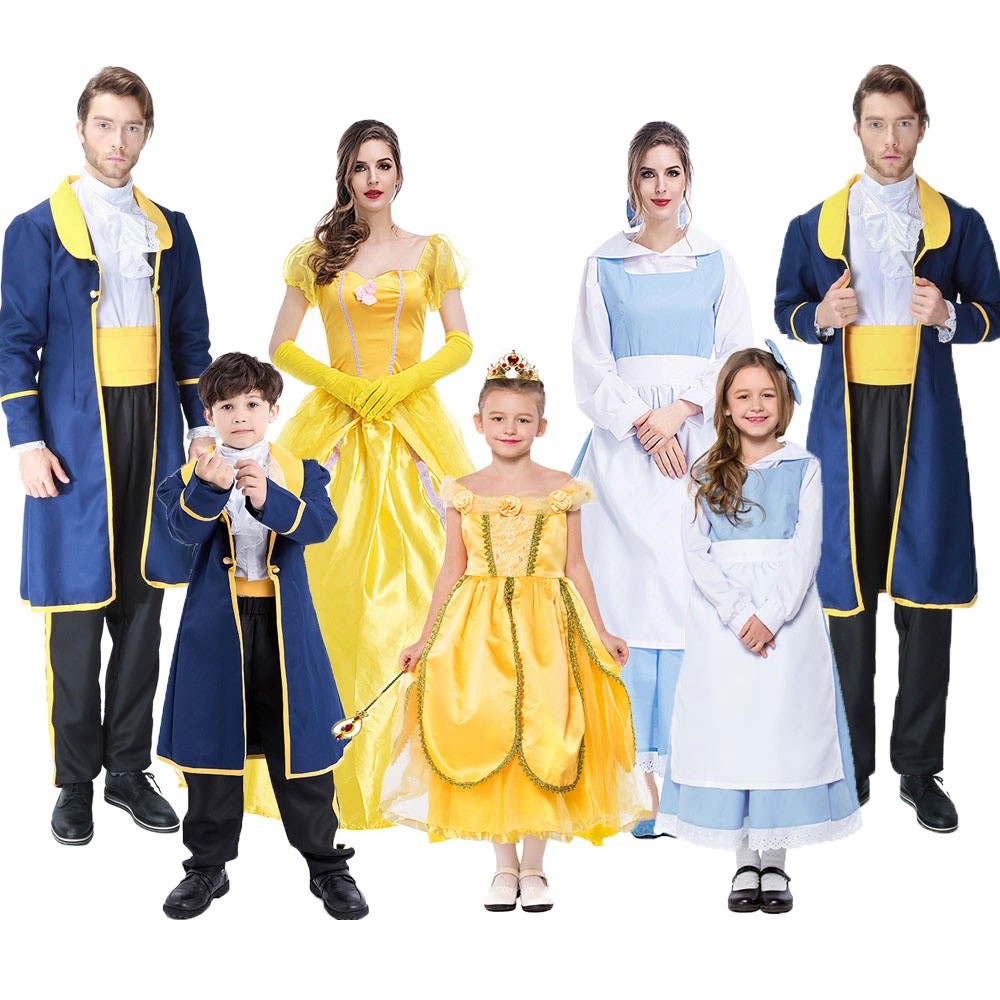 in stock Halloween Beauty and Beast Costumes Family Women Girl Princess ...