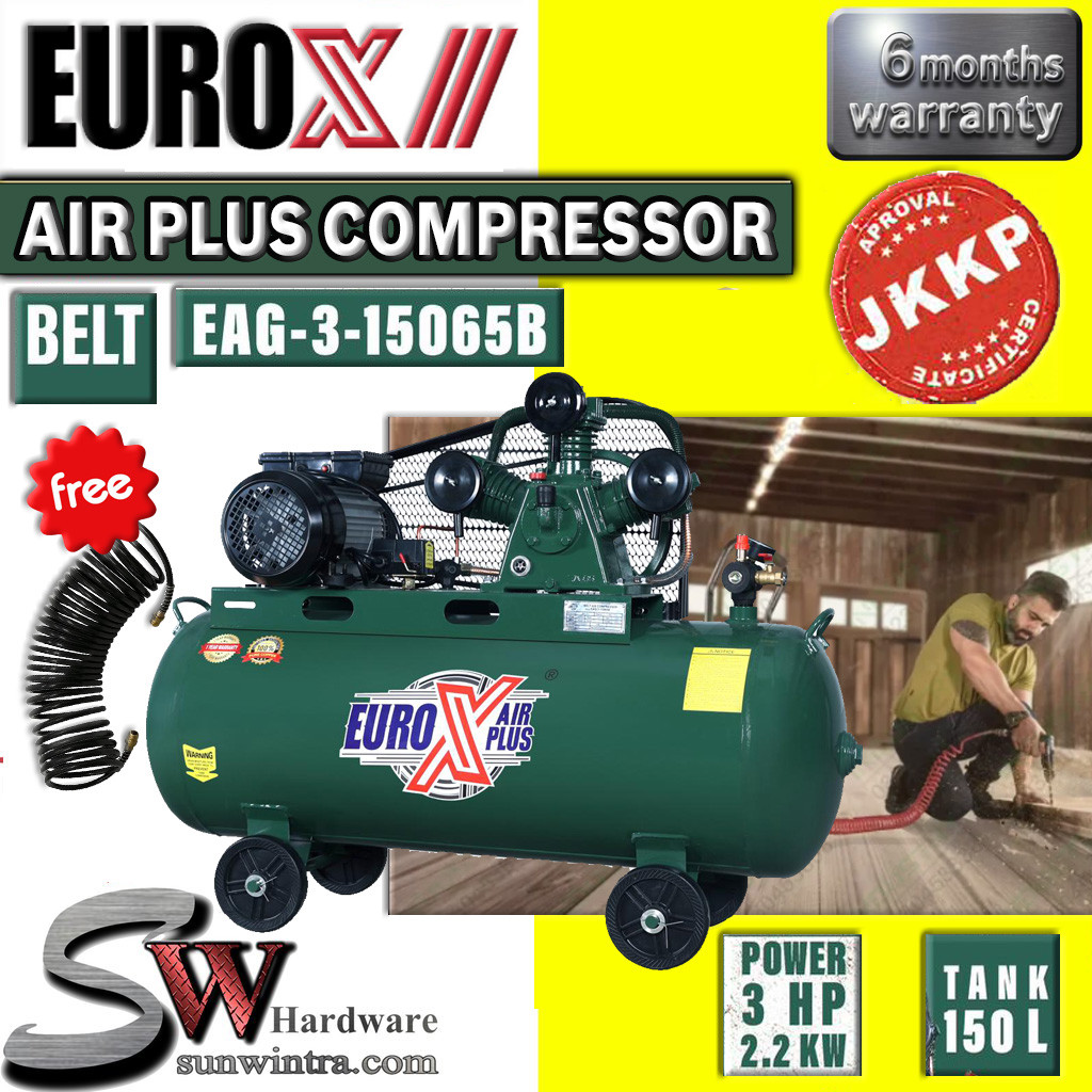 EUROX AIR PLUS AIR COMPRESSOR 3HP/150L /EAG-3-15065B - Heavy Duty with JKKP Cert | Shopee Malaysia