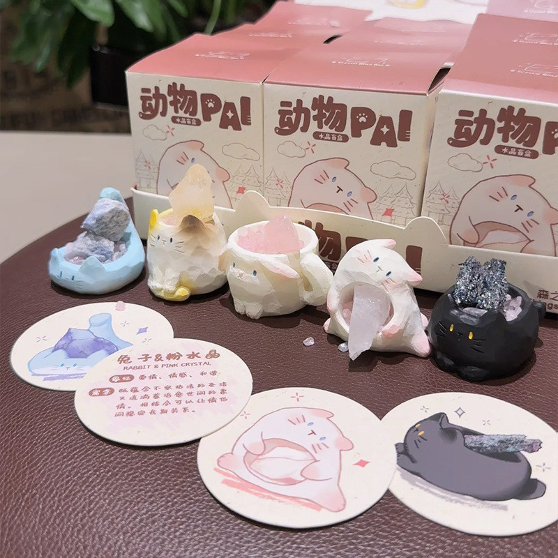 Cute cat crystal blind box 2.0 figure toy home desktop ornament ...