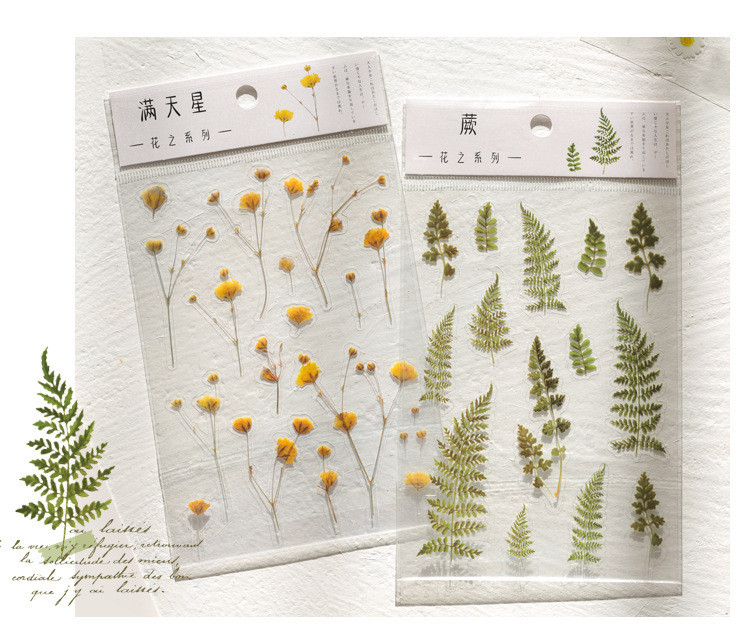 Natural Flower Stickers Transparent Floral Decals For Crafts Waterproof ...