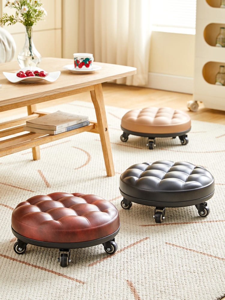 Small Stool With Wheels For Household Pulleys Low Stool With Beautiful ...