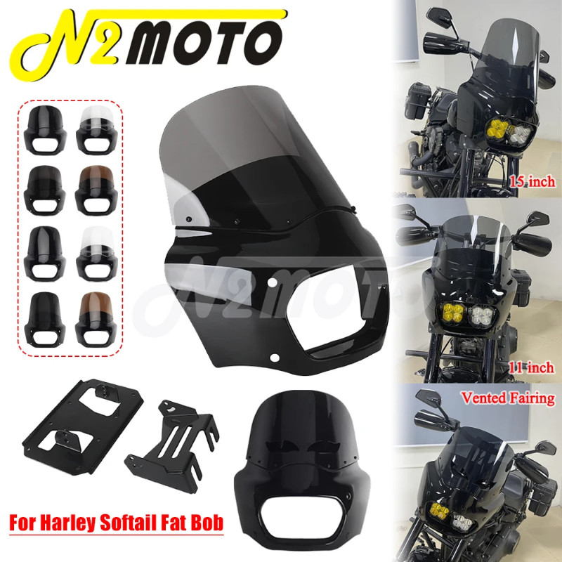 For Harley Softail FXFB FXFBS Fat Bob Fairing Club Style Windshield ...
