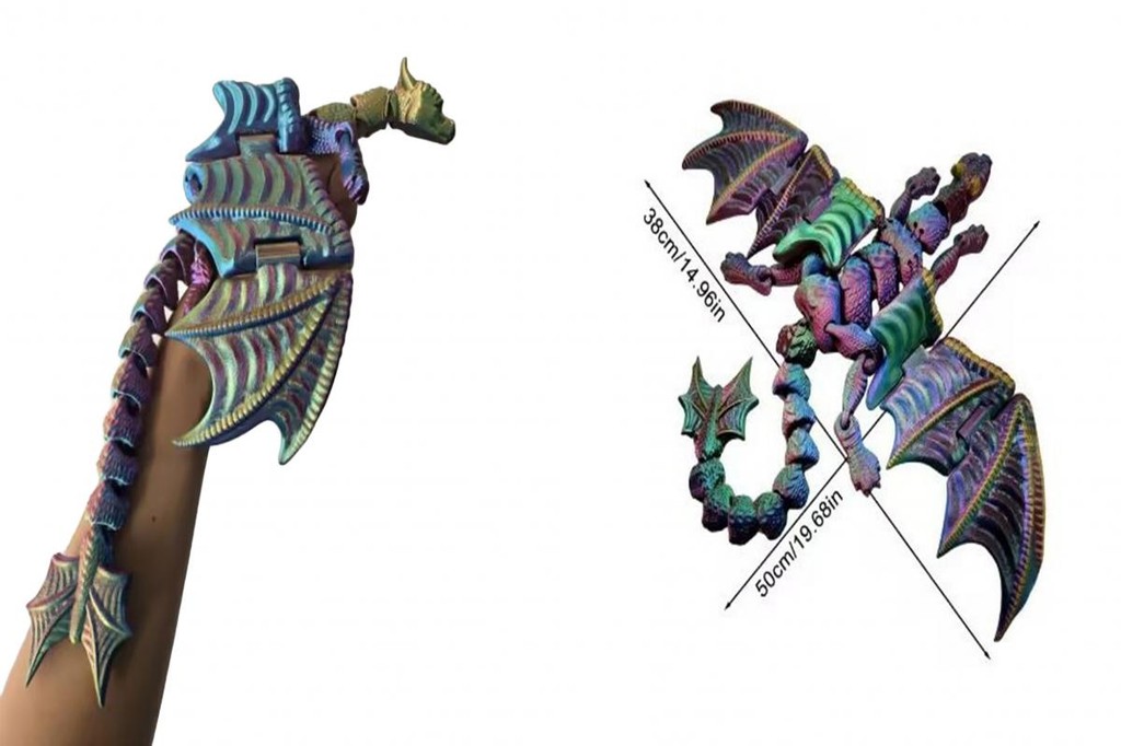 GEY_ Jointed Dragon Figurine 3d Printed Dragon Finger Puppet with ...