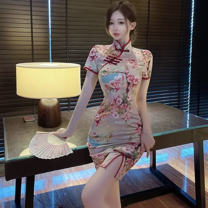 [HMYY] Ready Stock~150kg Large Size Slightly Fat mm Improved Cheongsam ...