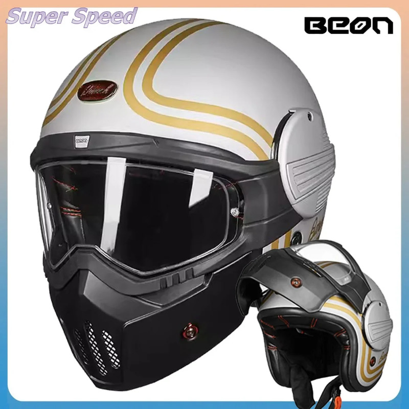 BEON Flip Up Retro Motorcycle Helmet Full face helmet Cascos para motos ...