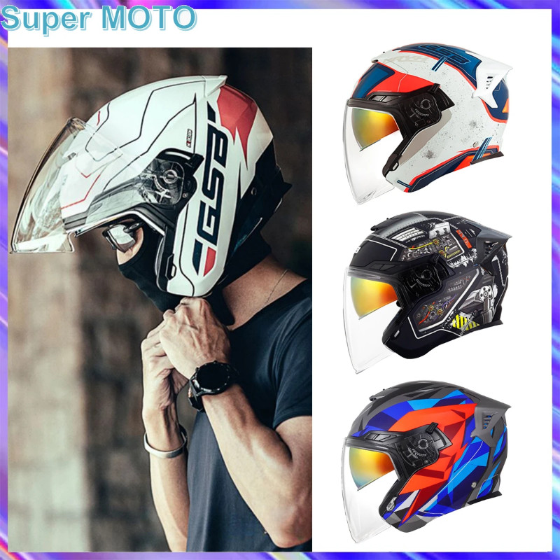 GSB 263 Motorcycle Helmet Dual Lens Half Capacete Electric Motobike Scooter Casco Motocross ...