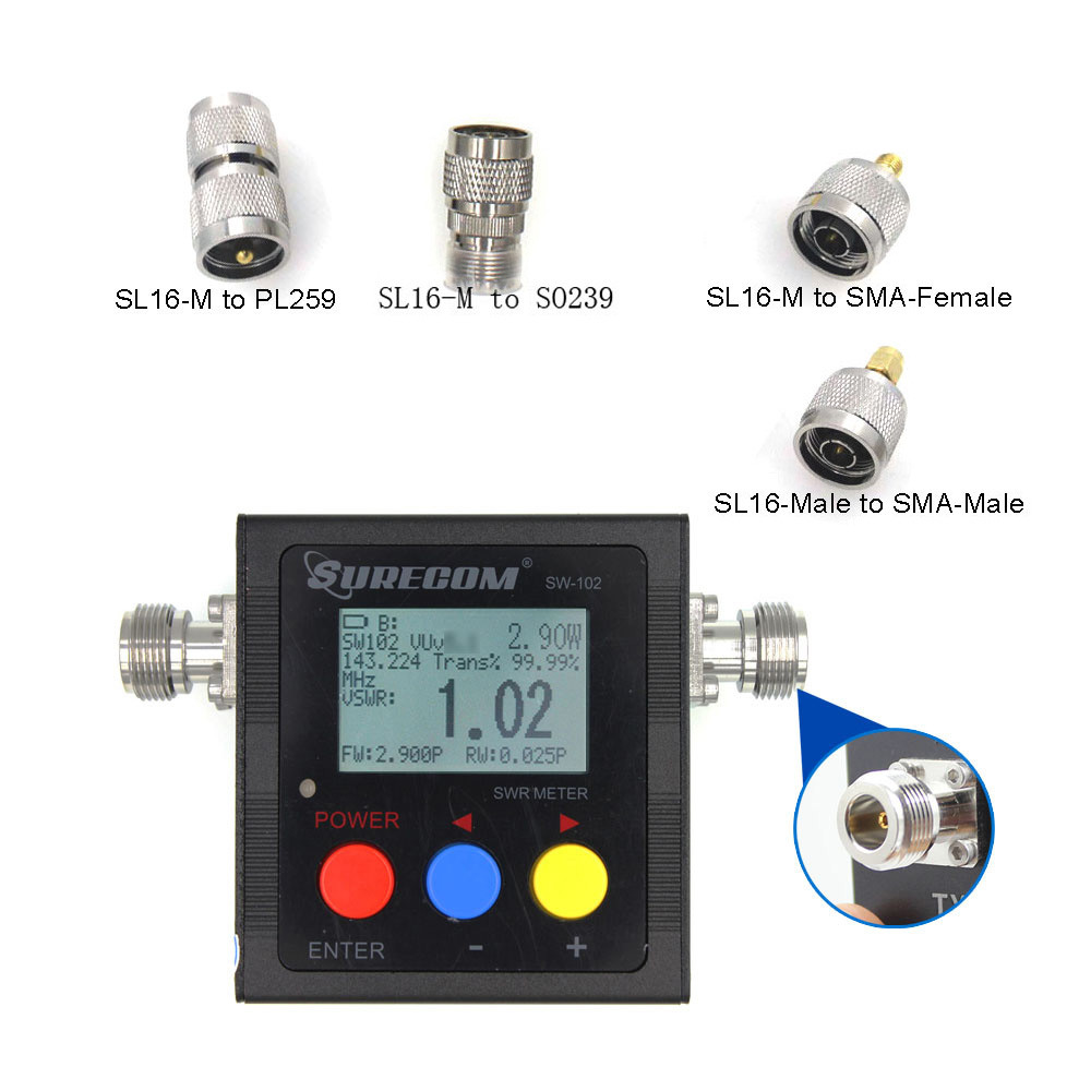 SURECOM SW-102 Digital UHF/VHF Power & SWR Meter 125-525MHz With 4 ...