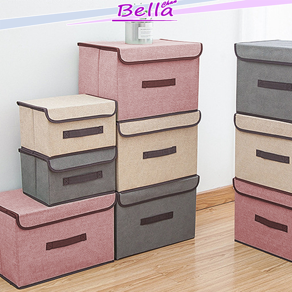 STORAGE BOX 2 In 1 Korean Storage Box Foldable Linen Cloth Storage Box ...