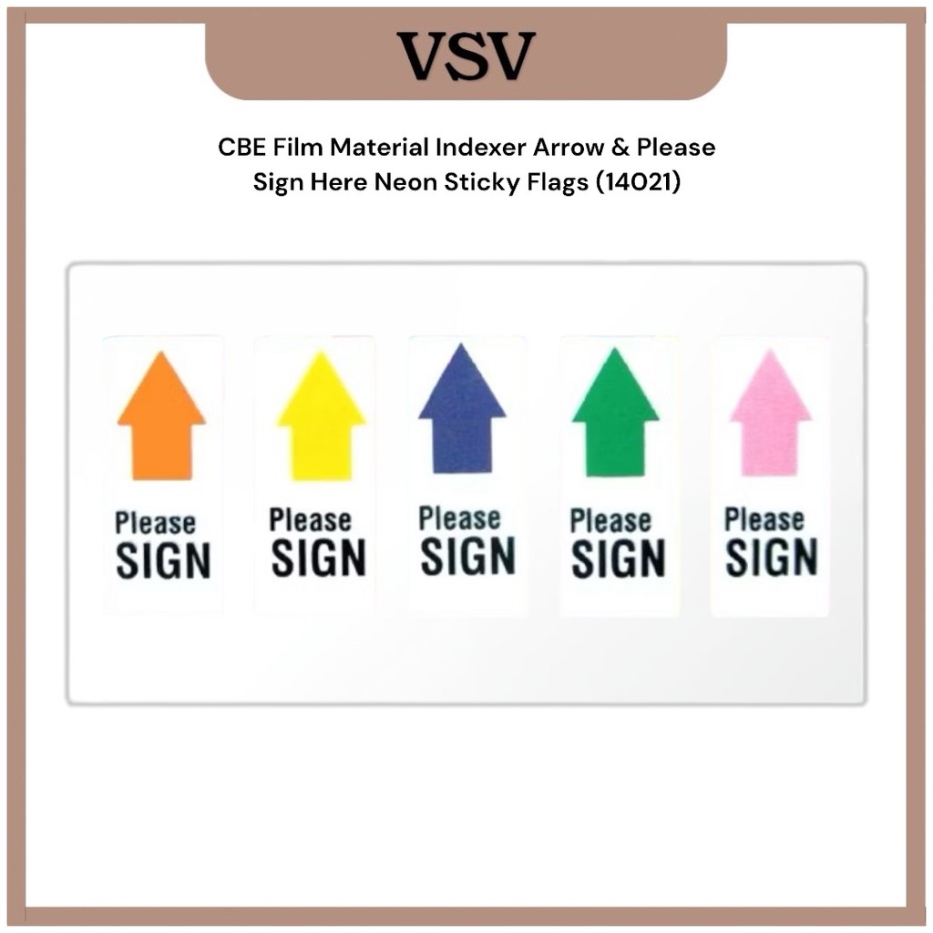 CBE Film Material Indexer Arrow & Please Sign Here Neon Sticky Flags ...