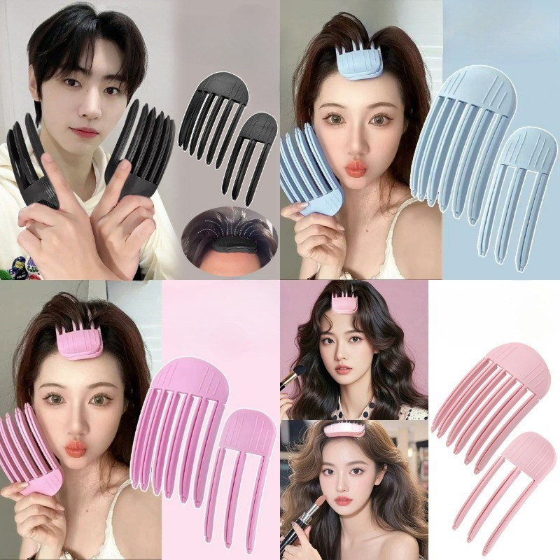 【Magpie】New Blue and Black Wind-shaped Comb Hair Root Natural Fluffy ...