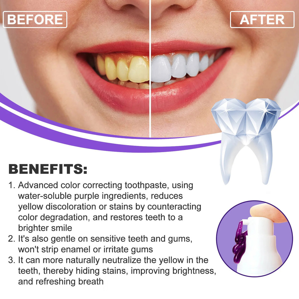 V34 Teeth Whitening Toothpaste Gel Remove Plaque Stains Deep Cleaning ...
