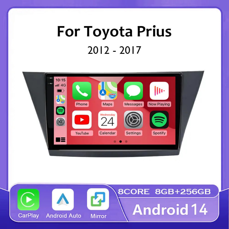 9Inch Android 14 Carplay Auto For Toyota Prius Plus V Alpha LHD 2012 ...