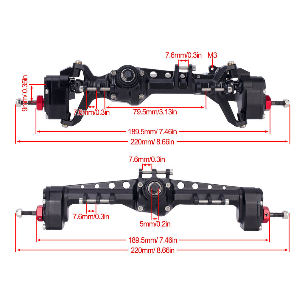 Aluminum Offset SCX10 III Portal Axle with Constant Velocity Driveshift ...