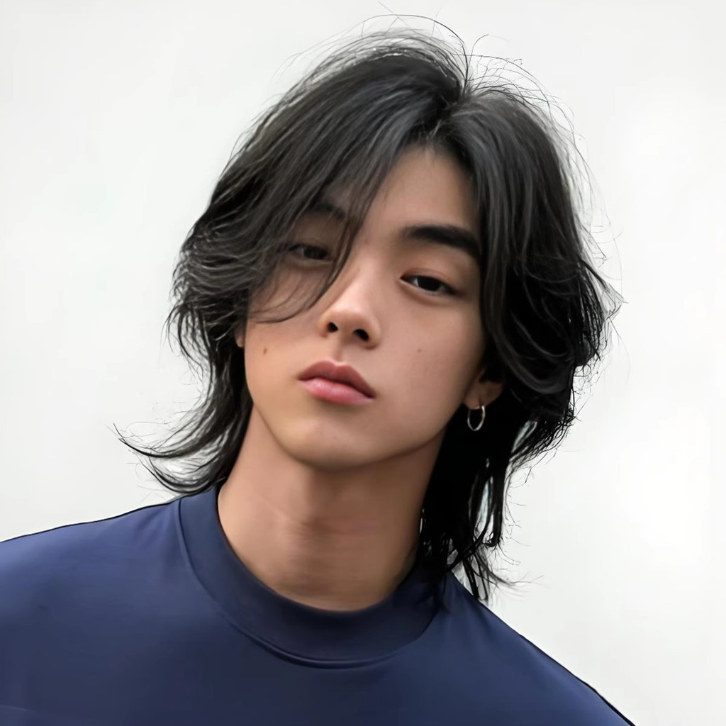 Sunshine Cool Boy Fake Long Hair Full Wig Daily Realistic Bangs Wolf ...