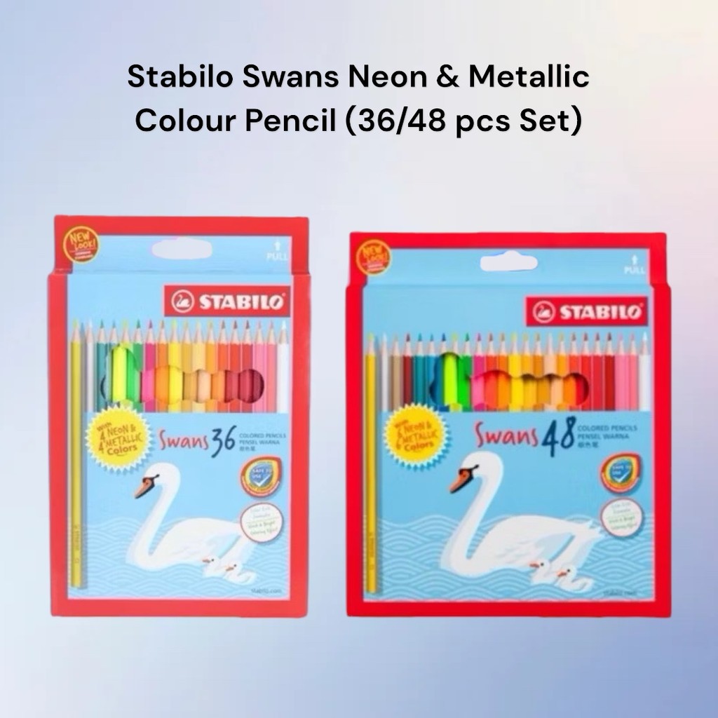 Stabilo Swans Neon & Metallic Colour Pencil (36/48 pcs Set) | Shopee ...