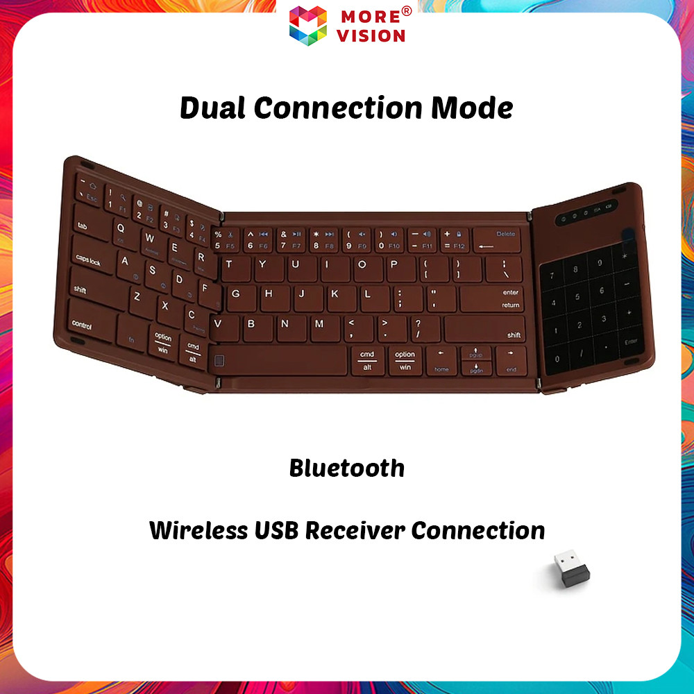 Red Portable Mini folding Wireless Bluetooth 5.1 keyboard with 3 ...