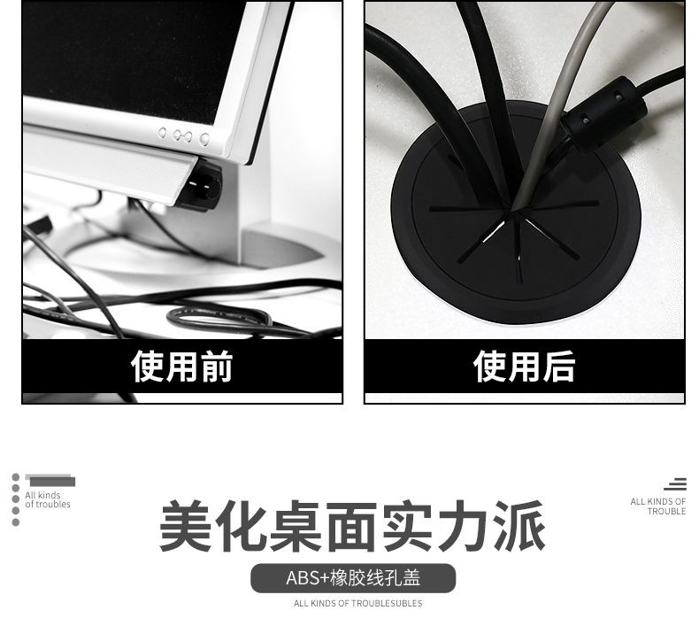 Computer Desk Cable Hole Cover Decorative Ring for Power Cord Board ...