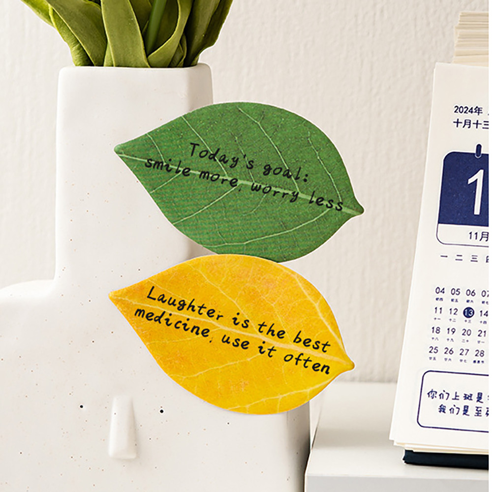 25 Sheets Creative Leaf Sticky Notes Self-adhesive Schedule Memo ...