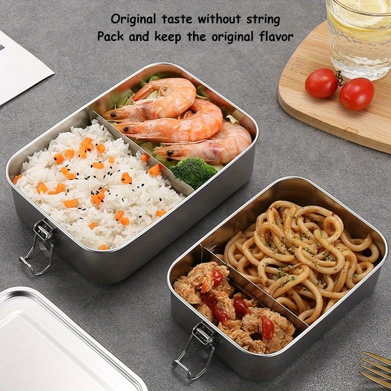 Simple and Stylish 304 Stainless Steel Student Lunch Box, Double Buckle ...