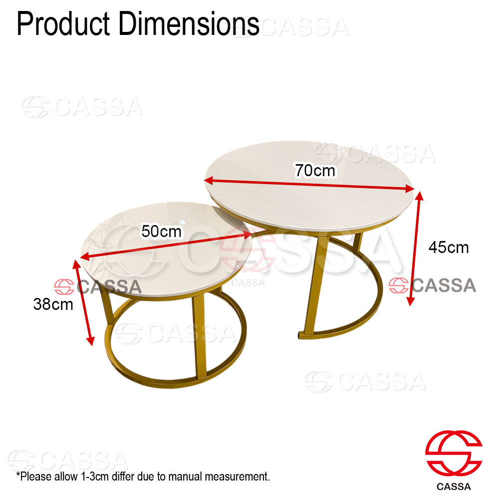 Cassa Gloria Glass Top Round Coffee Table 50cm / 80cm Diameter with ...