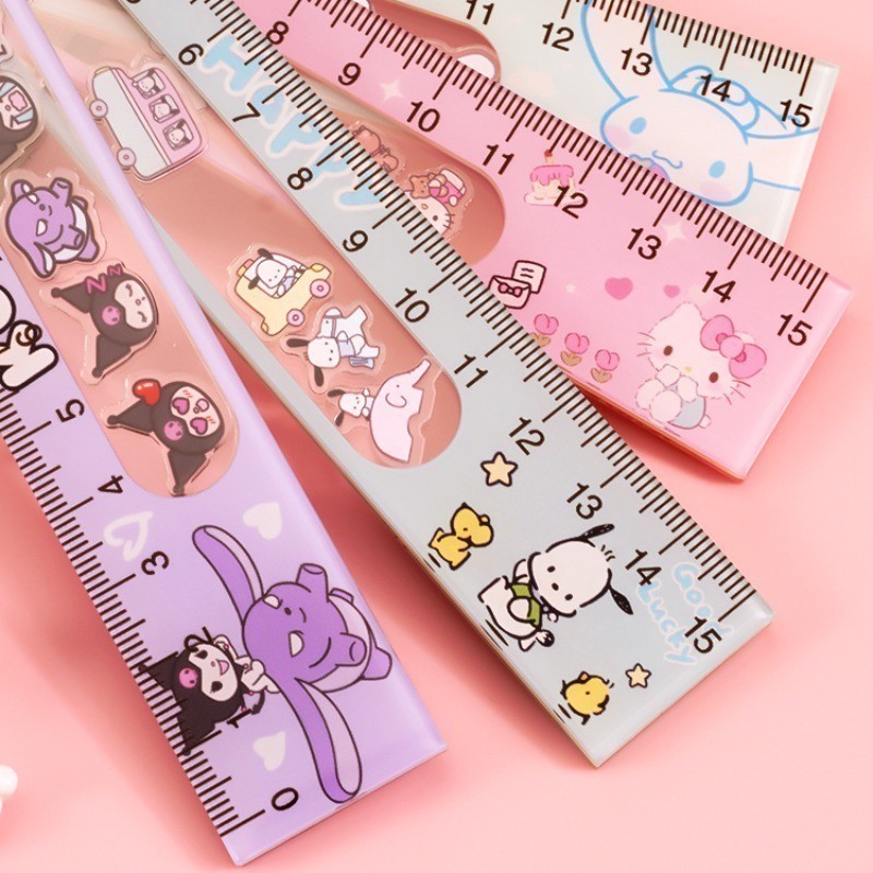 Sanrio Ruler Cute Cartoon Hello Kitty Kuromi Pochacco Rocker Ruler ...