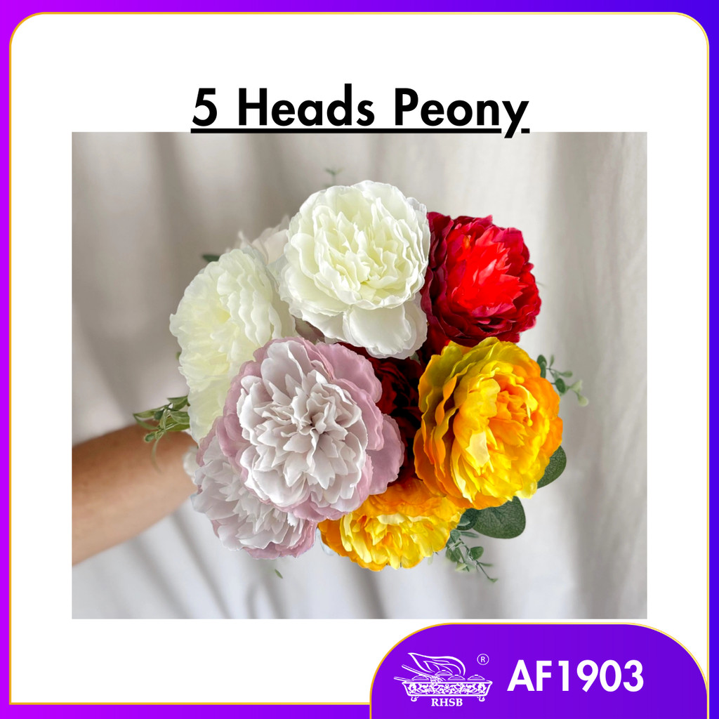 5 HEADS PEONY ARTIFICIAL / ARTIFICIAL FLOWER ROSE / WEDDING BOUQUET ...