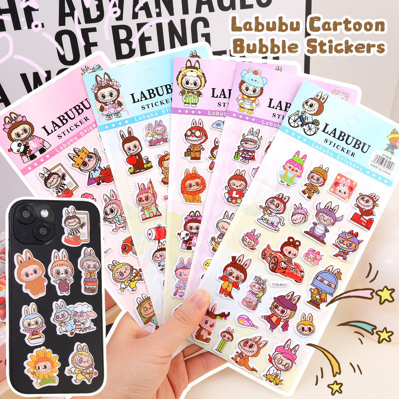 Labubu Cartoon Bubble Stickers - Kids Toys Gifts - Self Adhesive Phone ...