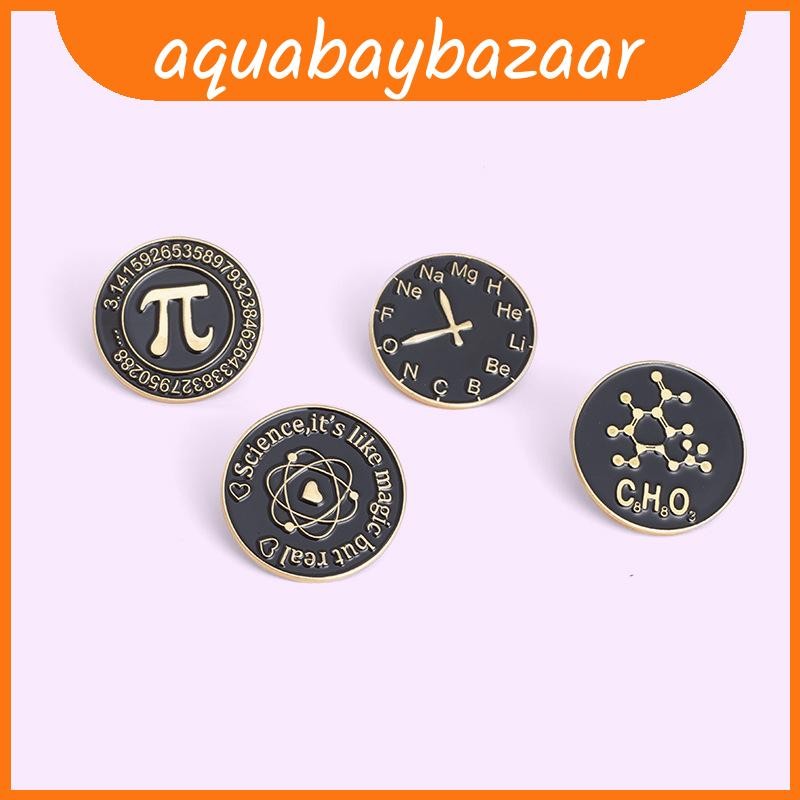 Contemporary Round Black Brooch With Trendy Math Symbol And Design ...