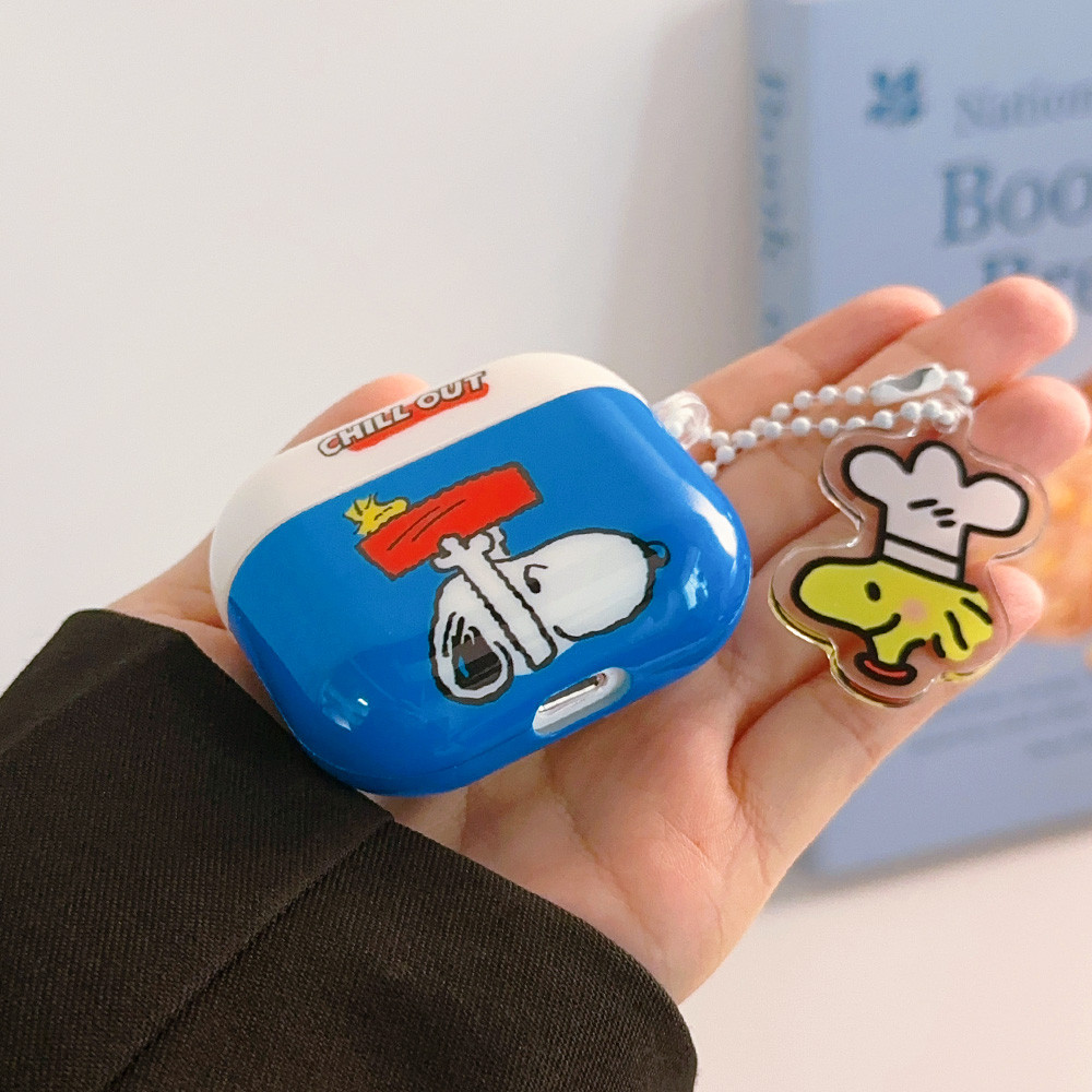 INS Japan Cartoon Snoopy Couple Earphone Case with Keychain for Airpods ...