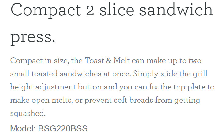 Breville LSG545 The Toast & Melt™ 4 Slice Sandwich Press Non-stick ...