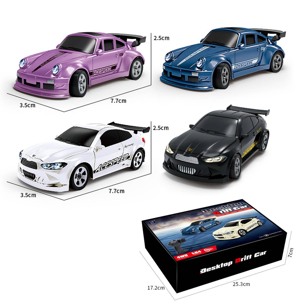 1/64 Mini RC Car 4WD Proportional Throttle Steering Remote Control ...