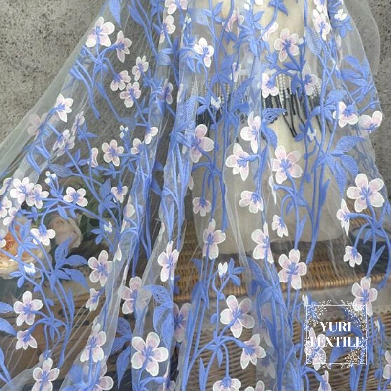 in stock Full Embroidery Lace Fabric in Floral Pattern / Kain Lace ...