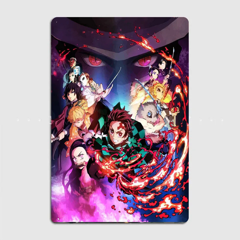 Demon Slayer Metal Sign Club Bar Plates Wall Mural Design Tin Sign ...