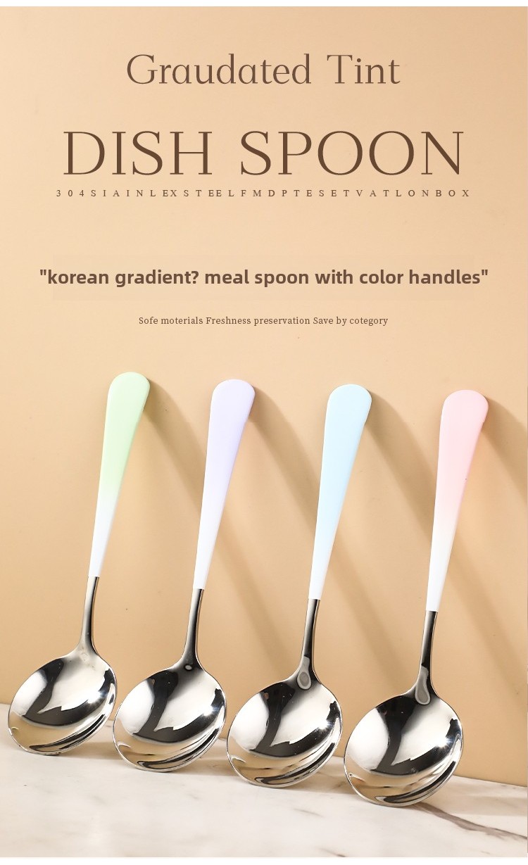 High aesthetic 304 stainless steel spoon with widened handle and ...