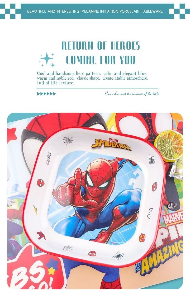 Disney Marvel Spider-Man Square Plate and Utensils Set for Children ...